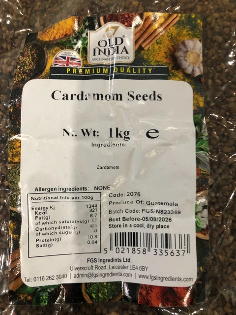 OLD INDIA CARDAMOM Seeds 1kg Premium Quality BBE 08/2026 £18.99 ...