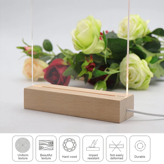 LED WOOD DISPLAY Base-Rectangle Crystal Wooden Lighted Stand for Resin ...