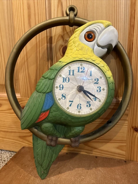 VINTAGE 1977 BURWOOD Products New Haven Parrot Bird Clock Battery ...