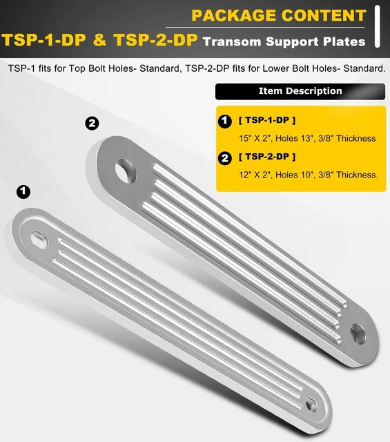 BOAT TRANSOM SUPPORT Plates Kit For Standard Bolt Holes Mercury ...