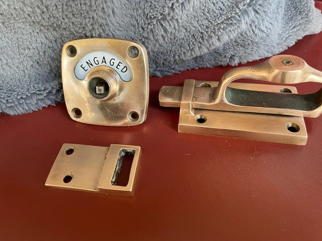 VINTAGE OLD TOILET lock bolt solid brass Vacant Engaged municipal ...