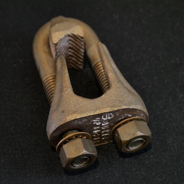 HUGE SOLID BRASS Cable Clamp, U Shaped Fastener, Large Heavy Unit $29. ...