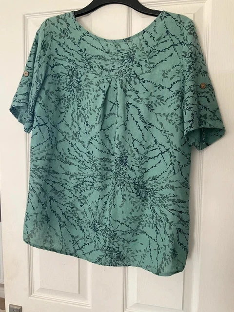 MADE IN ITALY Linen Pretty Green Top M £7.05 - PicClick UK