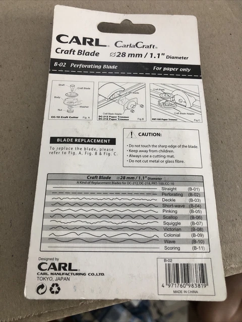 CARL DISC CUTTER B-02 Perforating Blade 28mm/1.1" Trimmer $8.39 ...