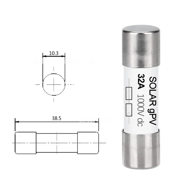 ZTPV 25 DC Fuses 10 Pack 10x38mm Size for Array Combiner Box Protection ...