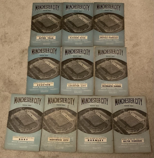 MANCHESTER CITY PROGRAMMES x 10 from Season 1962-1963 £21.50 - PicClick UK
