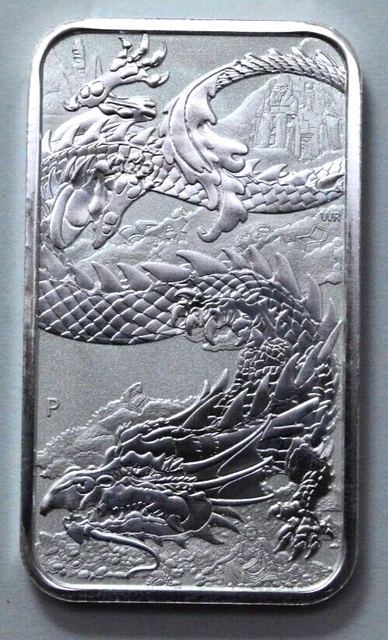 2023-P CHINESE DRAGON 1 oz 9999 Silver Rectangular Australia Coin Bar ...