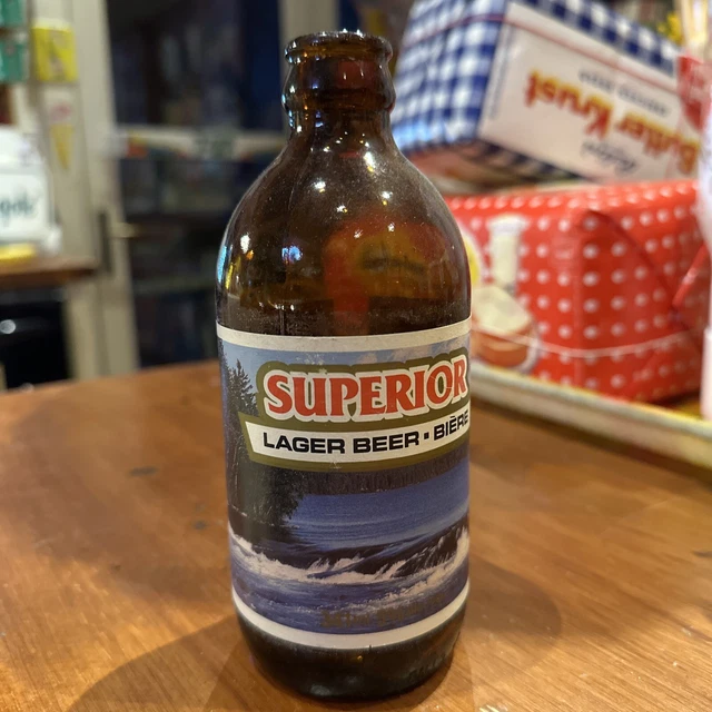 SUPERIOR LAGER BEER amber stubby bottle lake superior northern ...