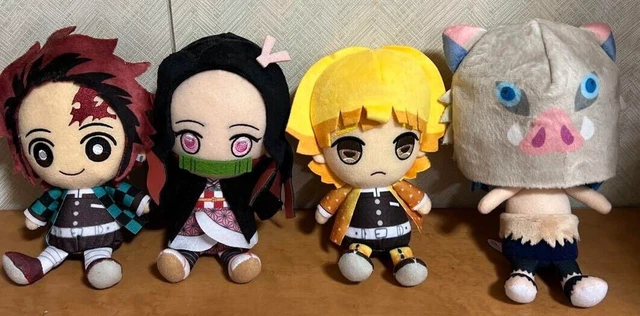 DEMON SLAYER CHIBI Plush Tanjiro, Nezuko, Zenitsu, Inosuke 4 piece set ...
