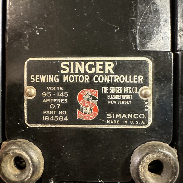 VINTAGE SINGER FOOT Pedal Motor Controller 221 Featherweight Machine ...
