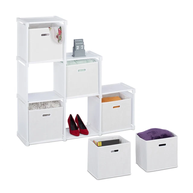 ARMOIRE RANGEMENT ÉTAGÈRE compartiments 6 emboîter empiler Boîte tissu ...