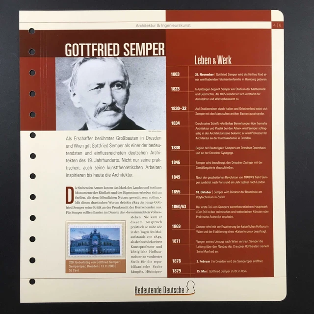 DEUTSCHE POST EDITION "Bedeutende Deutsche" Gottfried Semper Architekt ...