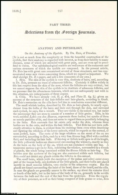 THE ANATOMY OF The Eyelids, By Dr. Zeis, Of Dresden. An Original Essay ...