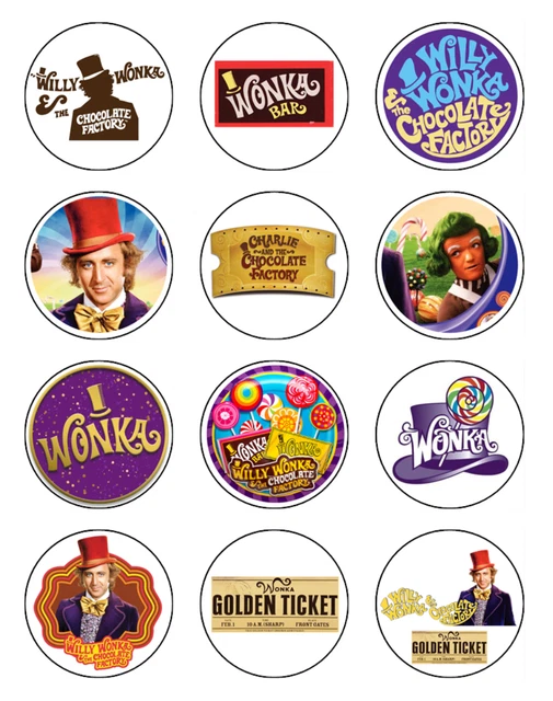 WILLY WONKA EDIBLE Cake Toppers Wafer Birthday Cupcake Decorations (3 ...