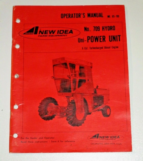 1978 AVCO NEW Idea 709 Uni POWER UNIT Operators Manual US-193 $29.00 ...