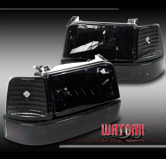 92-96 FORD BRONCO F150 F250 F350 F-Series Smoke Crystal Head Light ...