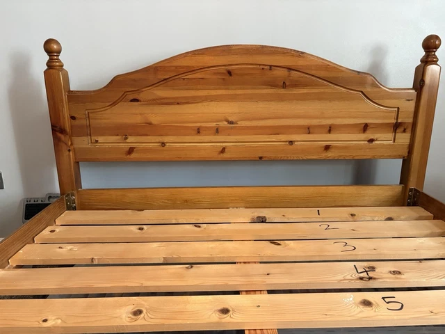 PINE DOUBLE BED Frame 4'6" - Solid Pine Natural £16.15 - PicClick UK