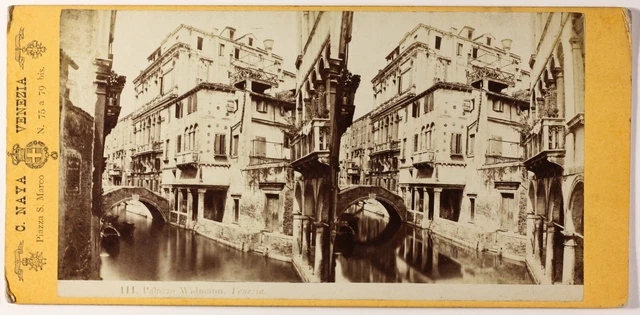 CARLO NAYA ,ITALIA Venezia,Palazzo Widmann,Foto Stereo Vintage Albumina ...