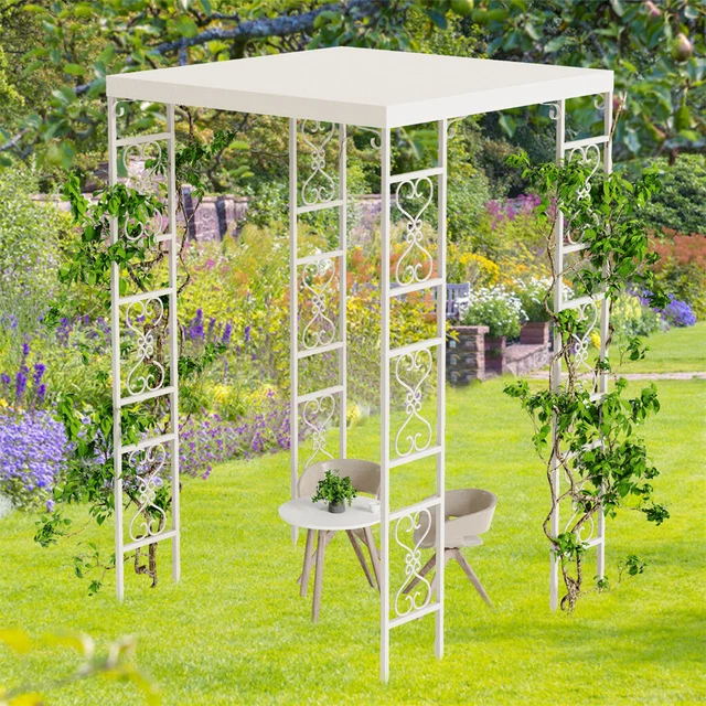 ROSENBOGEN METALL RANKHILFE mit Tor Tür Garten Kletterbogen Pavillion ...