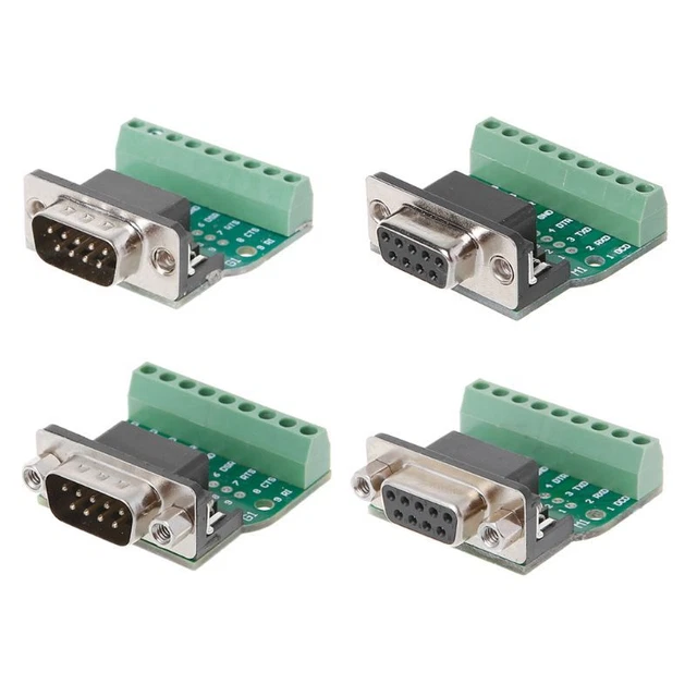 DB9 MALE/FEMALE D-SUB Adapter Plate Connector RS232 Serial To Terminal ...