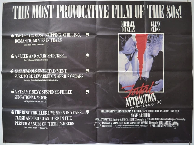FATAL ATTRACTION (1987) Original Quad Cinema Poster. Michael Douglas ...