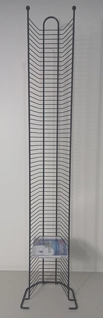 64 CD STORAGE Metal Stand Holder Display Tower Rack Black Metal 1.02mtr ...