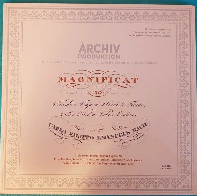 CARLO FILIPPO EMANUELE Bach,Adolf Detel ,Magnificat A 4 Voci,3 Strappo ...