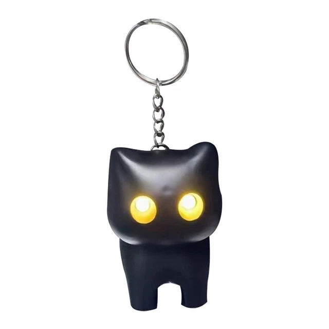 BLACK CAT NIGHT Light Keychain with Glow and Sound - Creative Ornament ...
