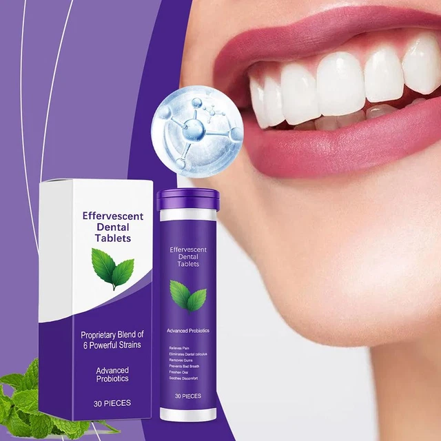 30PCS EFFERVESCENT DENTAL Tablets Probiotics Relieve Pain Bad Prevents ...
