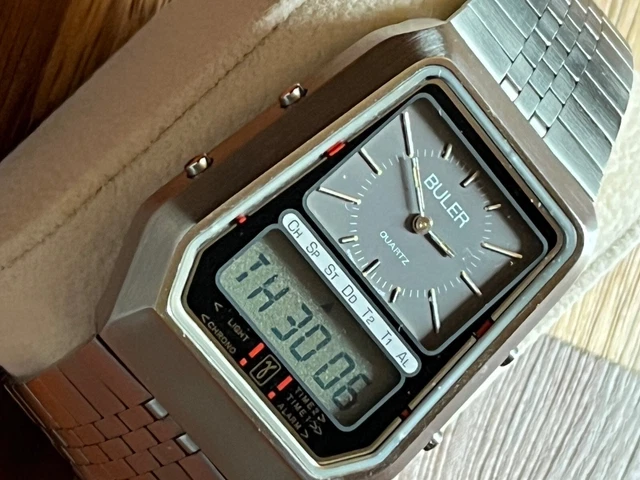 VINTAGE BULER COFFIN F1 Ana Digi Dual Time LCD Watch NOS EUR 308,94 ...