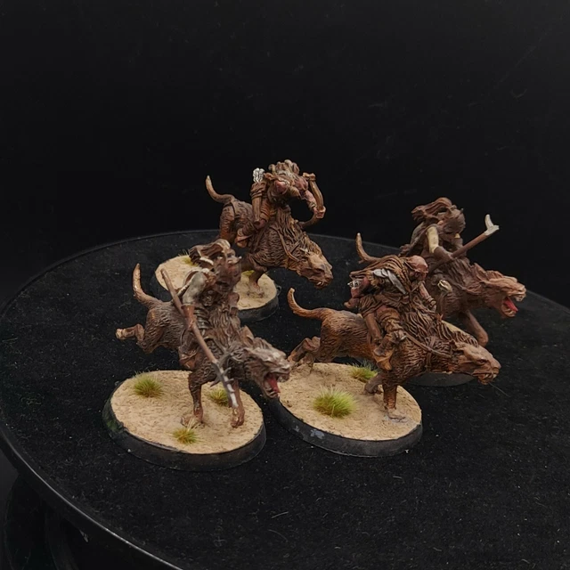 WELL PAINTED WARHAMMER LOTR orc warg riders ×4 (METAL) OOP lot #3 games ...