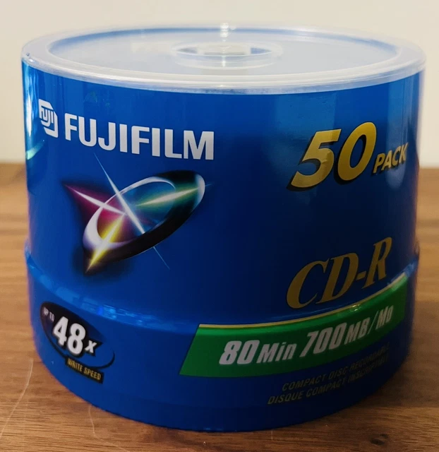 FUJIFILM CD-R 50 Pack 80 min 700MB 48X Blank CD Discs CDR 50 Count NEW ...