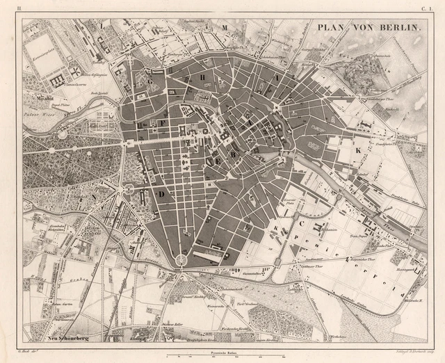 BERLIN STADTPLAN ORIGINAL Stahlstich Schlegel & Eberhard 1848 EUR 150 ...