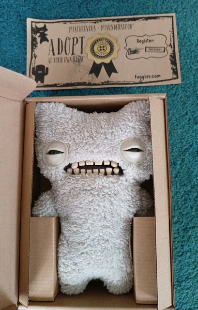 FUGGLER , RARE Retired , fuzzy grey munch munch opened, certificate , 9 ...