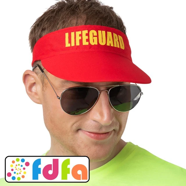 WICKED RED LIFEGUARD Visor Cap Hat Beach Adults Fancy Dress £4.69 ...