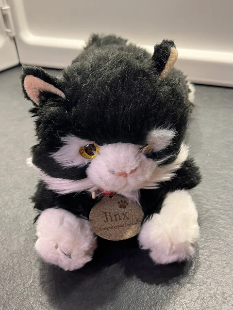 KEEL TOYS ‘JINX’ Black White Cat Kitten Fluffy Soft Toy Plush 9” Orange ...