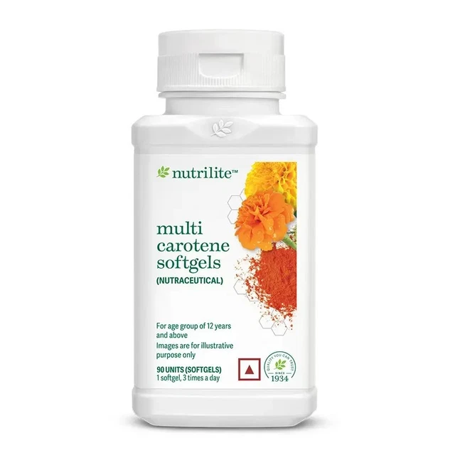 AMWAY NUTRILITE MULTI Carotene Softgels 90 For Skin, Eyes & Hair ...