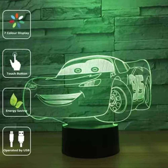 CARS LIGHTNING MCQUEEN 3D LED Night Light Touch Swift Table Desk Bed ...