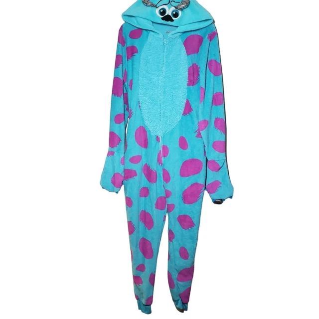 DISNEY PIXAR MONSTERS Inc Sully Full Body Fleece Pajamas Costume Adult ...