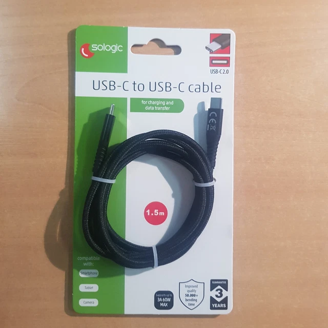 CÂBLE USB-C- VERS connecteur C design tissu nombreux Fbn 1,5 mtr. par sologic EUR 6,50 - PicClick FR