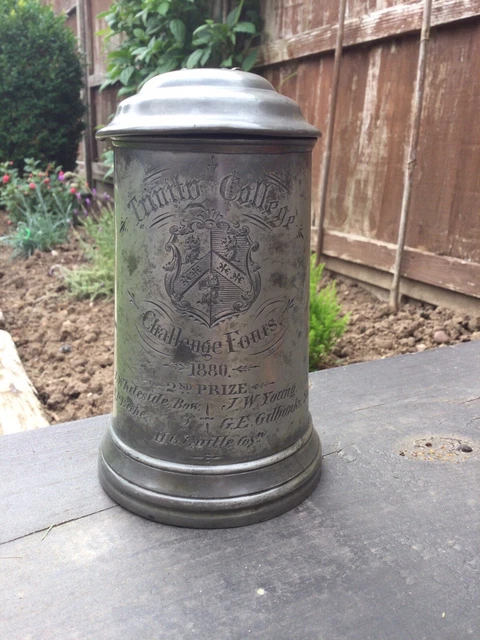 PEWTER ROWING TROPHY Tankard, Trinity College, Oxford University 1880 ...