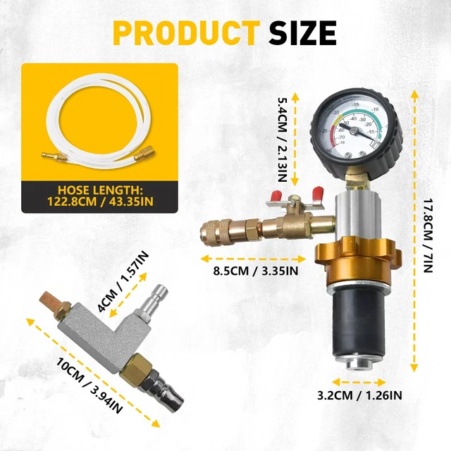 RADIATOR COOLING SYSTEM Coolant Vacuum Purge Gauge Refill Antifreeze ...
