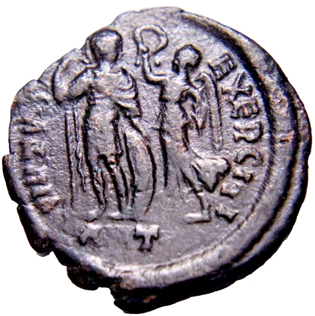 HONORIUS (393-423 AD) Kyzikos AE Follis Nike Wreath Shield NICE Roman ...