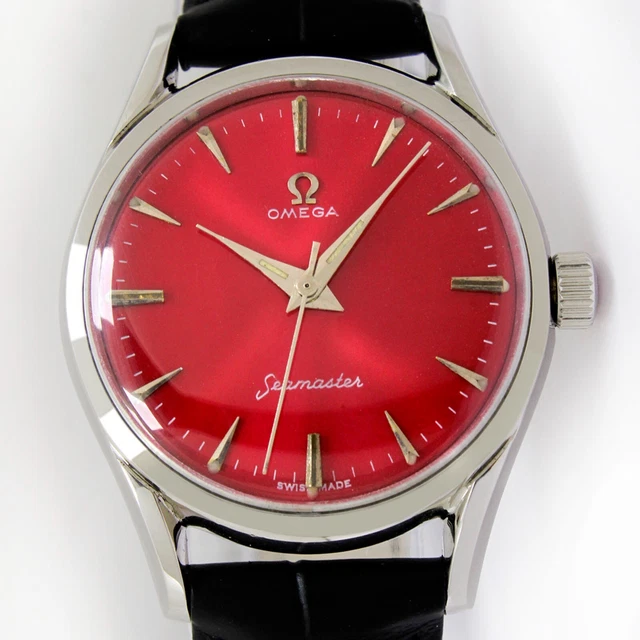 1950S OMEGA SEAMASTER Red Dial Unisex Vintage Watch New Year Deals £787 ...