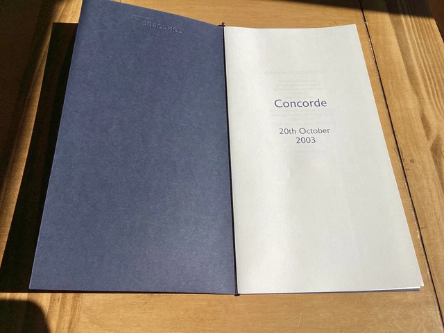 BRITISH AIRWAYS CONCORDE Birmingham Special Flights Menu 20th October ...