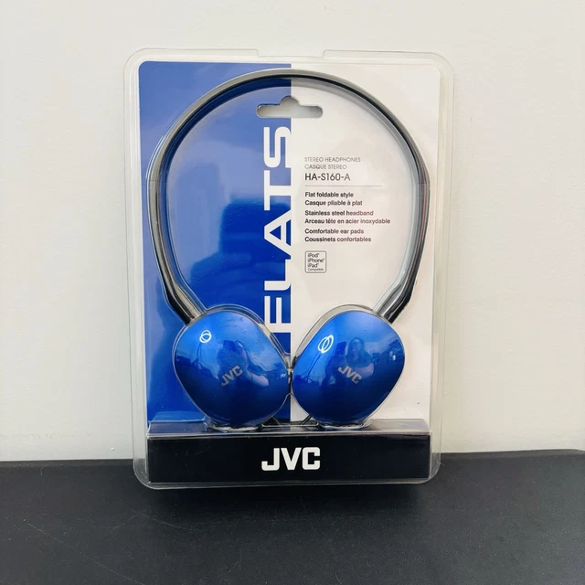 NEW!!! JVC FLATS Stereo Blue Headphones HA-S160-A Foldable - 3.5mm Jack ...