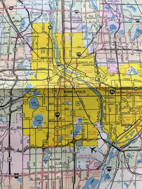 MINNESOTA MN STATE Highway Map Road VTG 1972 Minneapolis St Paul Duluth ...