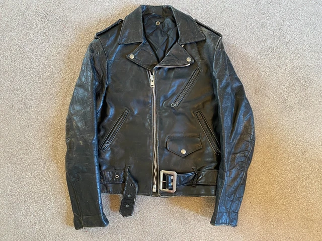 VINTAGE SCHOTT PERFECTO biker leather jacket motorcycle black sz 34-36 XS lewis £260.72 ...