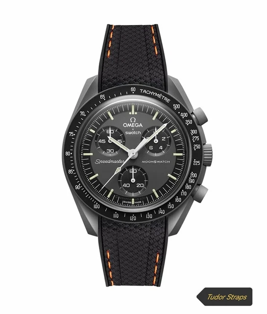 OMEGA X SWATCH - Moonswatch mission Moon Watch Strap - Black Orange ...