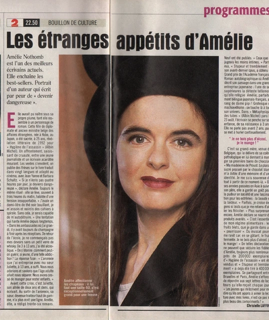 COUPURE DE PRESSE Clipping 2000 Amélie Nothomb (1 page 1/3) EUR 5,00 - PicClick FR